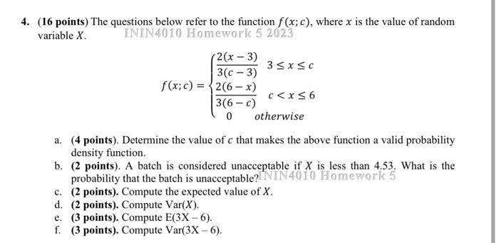 Solved (16 points) The questions below refer to the function | Chegg.com