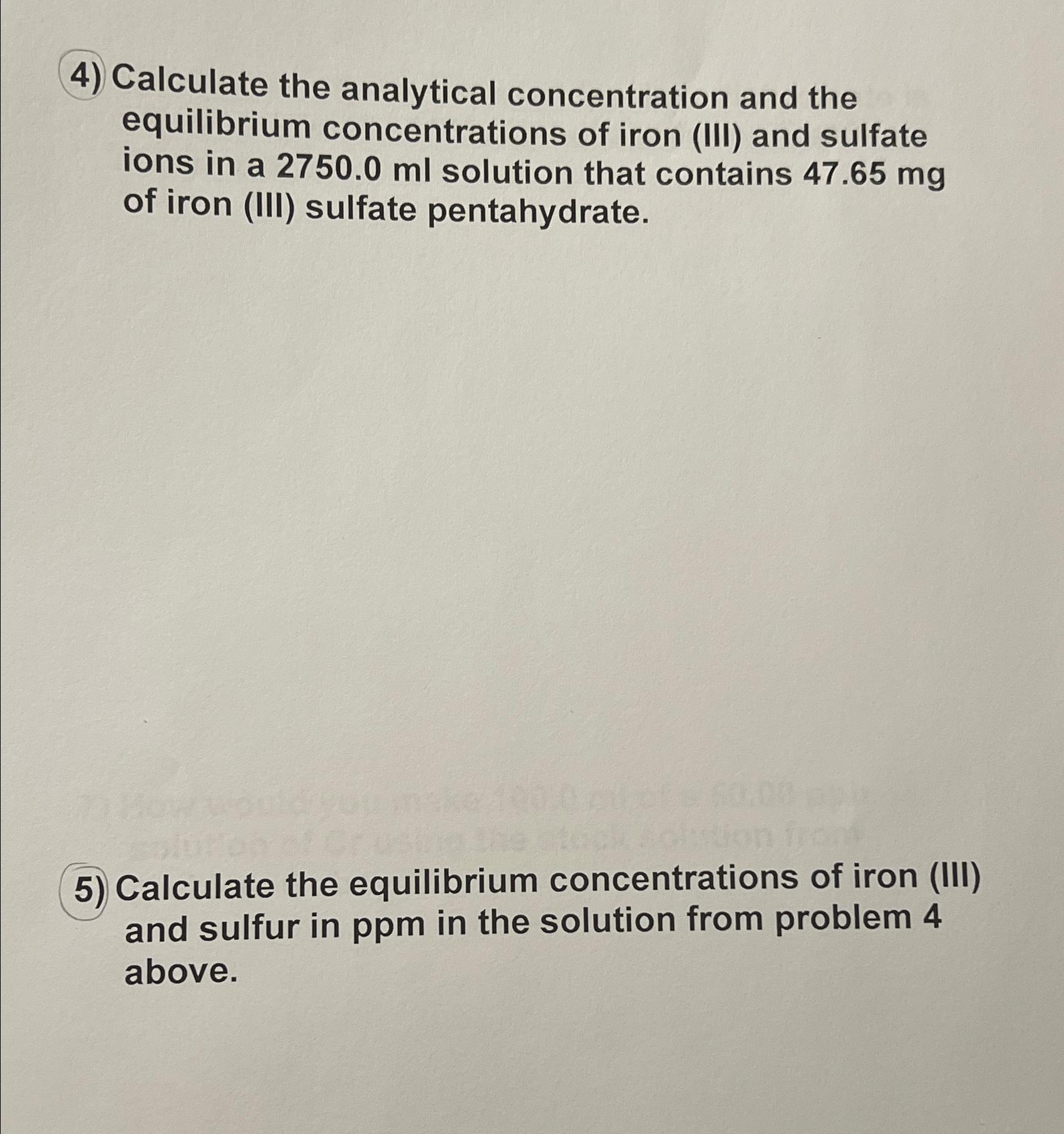 Solved Calculate the analytical concentration and the | Chegg.com