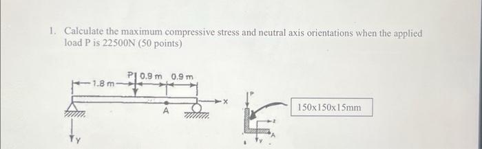 Solved 1. Calculate the maximum compressive stress and | Chegg.com