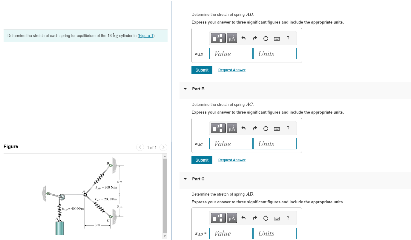 Solved Vetermine the stretch of spring AB.Express your | Chegg.com