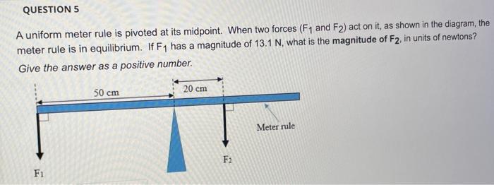 Solved QUESTION 5 A uniform meter rule is pivoted at its | Chegg.com