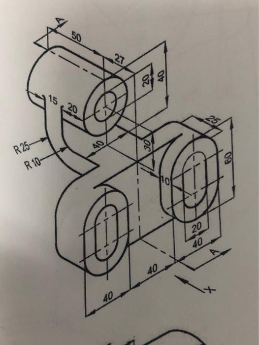 Solved draw using autocad front view and left side using 1st | Chegg.com