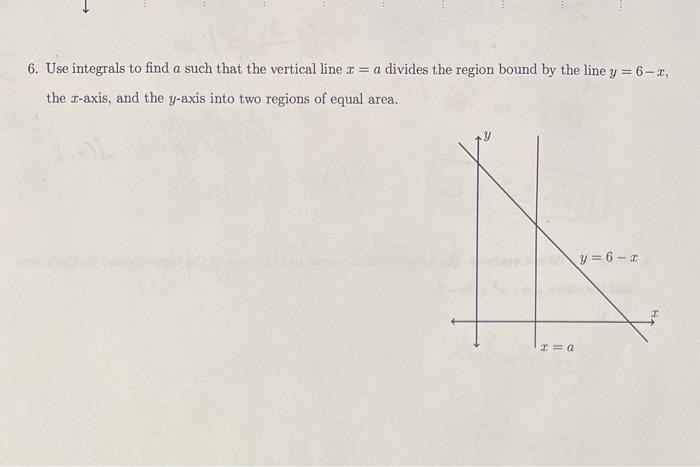 Solved 6. Use integrals to find a such that the vertical | Chegg.com
