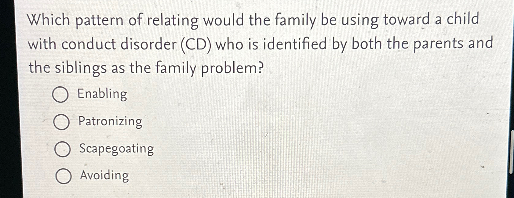 Solved Which pattern of relating would the family be using | Chegg.com