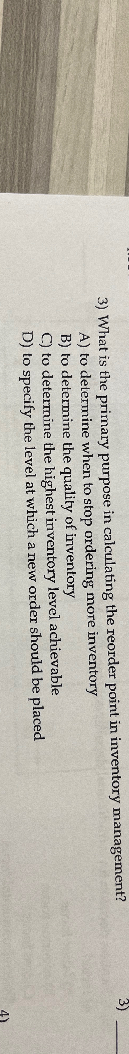 Solved What is the primary purpose in calculating the | Chegg.com