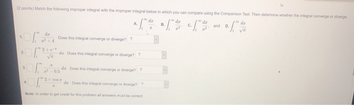 Solved Match the following improper integral with the | Chegg.com