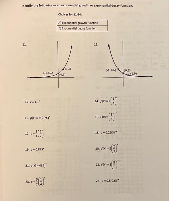 Solved Identify the following as an exponential growth or | Chegg.com
