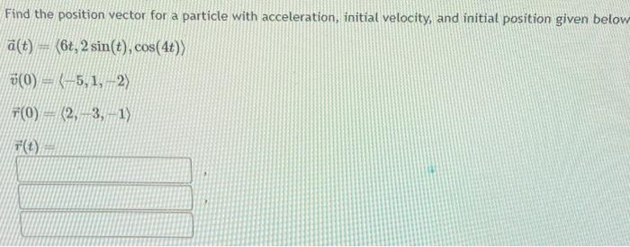 find the position vector for a particle with | Chegg.com