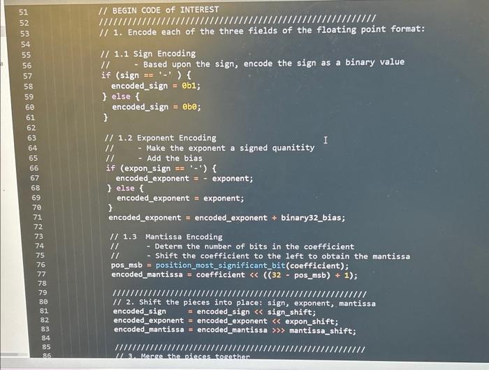 Solved I/ BEGIN CODE OF INTEREST I/ 1. Encode each of the | Chegg.com