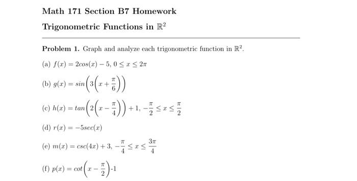 Solved Graph and analyze each trigonometric function in R^2 | Chegg.com