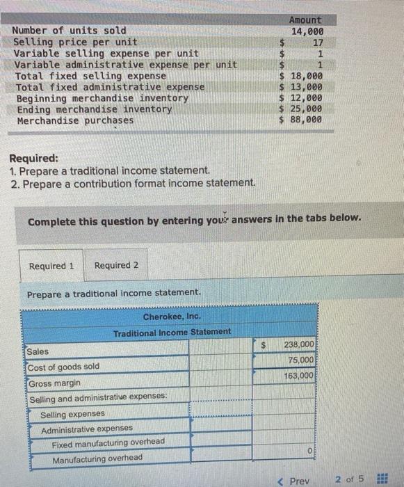 Solved Number of units sold Selling price per unit Variable | Chegg.com