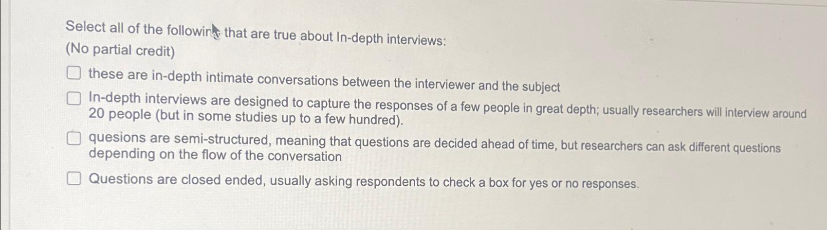 Solved Select all of the followint that are true about | Chegg.com