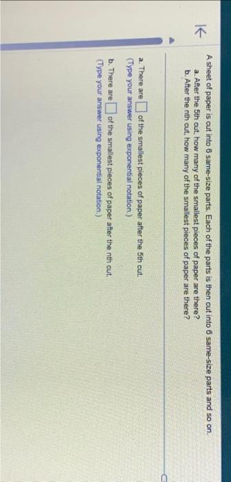 Solved A sheet of paper is cut into 6 same-size parts. Each | Chegg.com