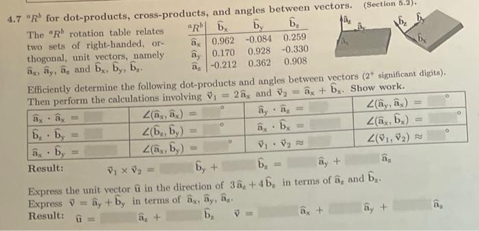 Solved .7aRb for dot-products, cross-products. and angles | Chegg.com