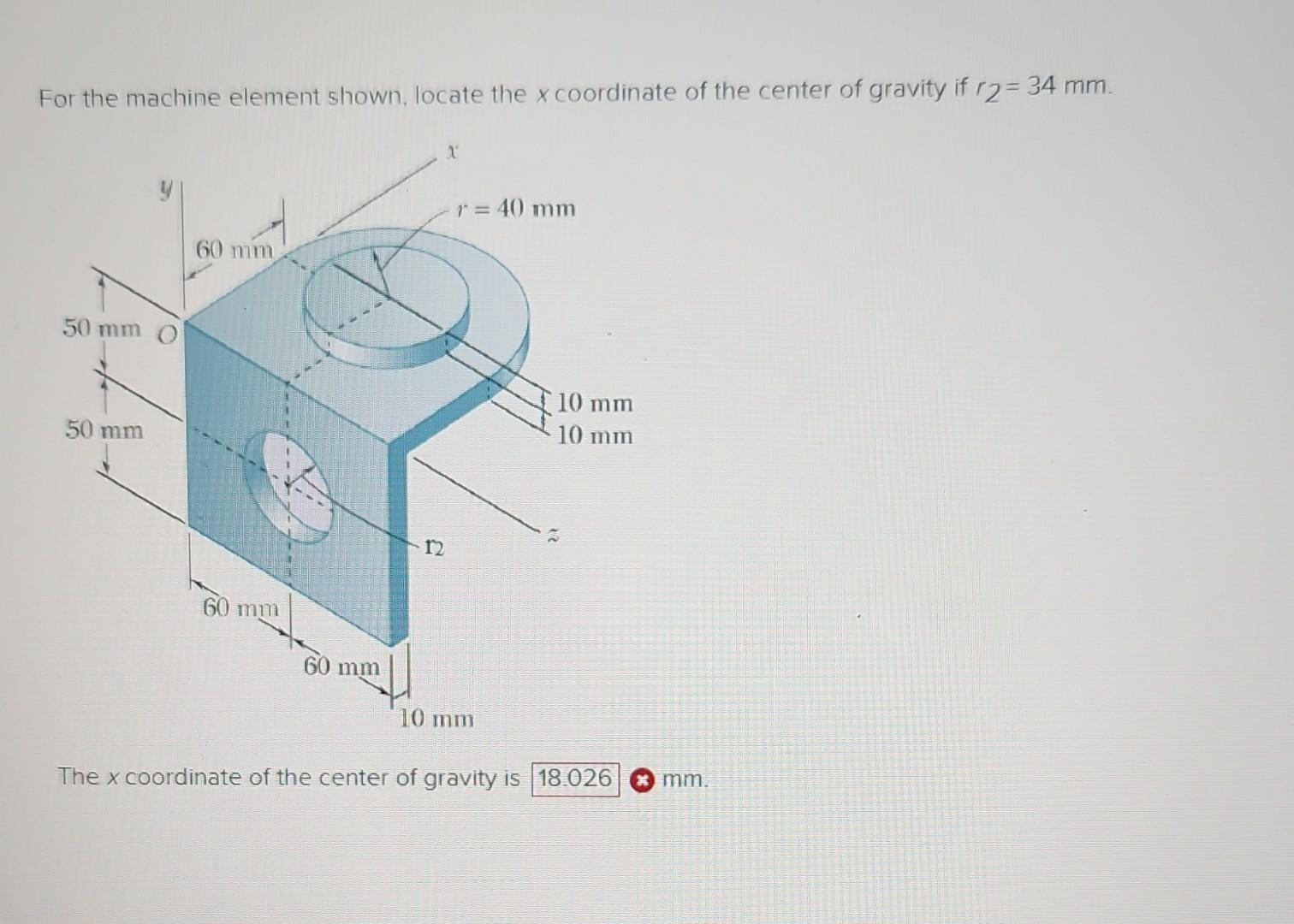 Solved For the machine element shown, locate the x | Chegg.com