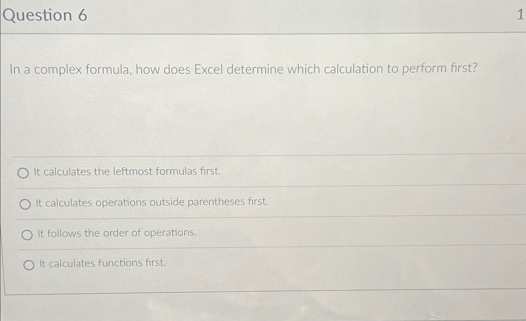 Solved Question 6in A Complex Formula How Does Excel 