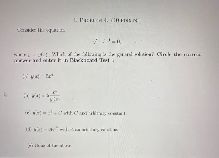 Solved 4. PROBLEM 4. (10 POINTS.) Consider the equation y – | Chegg.com