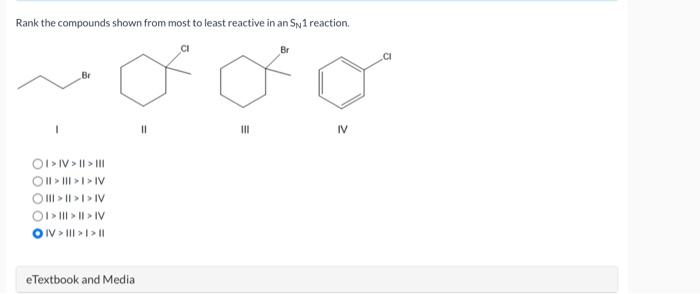 Solved Rank the compounds shown from most to least reactive | Chegg.com