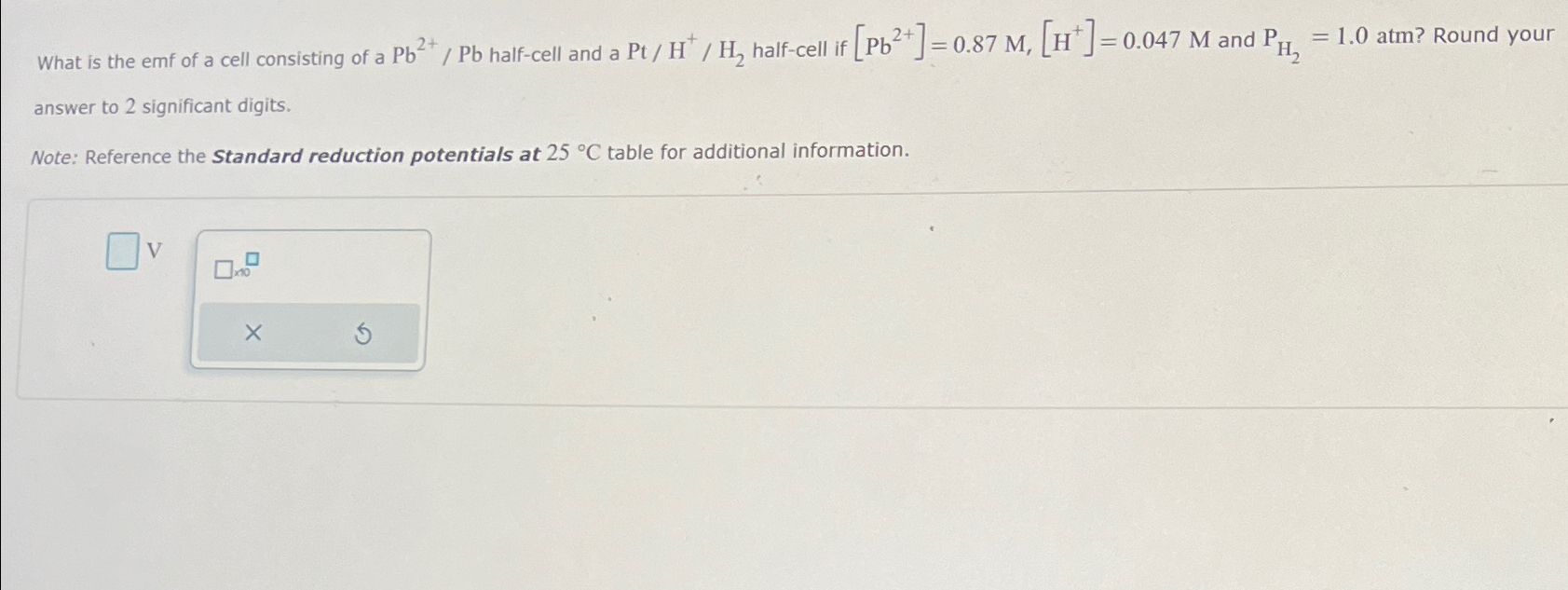 Solved What is the emf of a cell consisting of a Pb2+Pb | Chegg.com