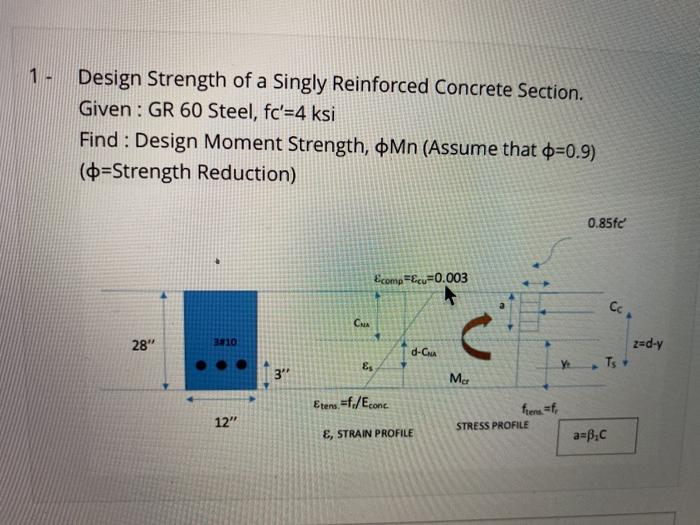 Solved 1 - Design Strength of a Singly Reinforced Concrete | Chegg.com