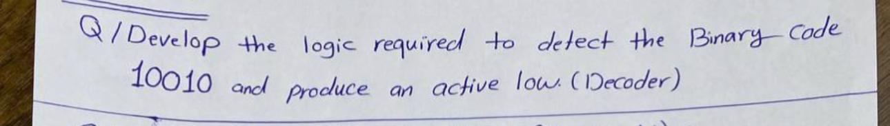 Solved Q/Develop the logic required to detect the Binary | Chegg.com