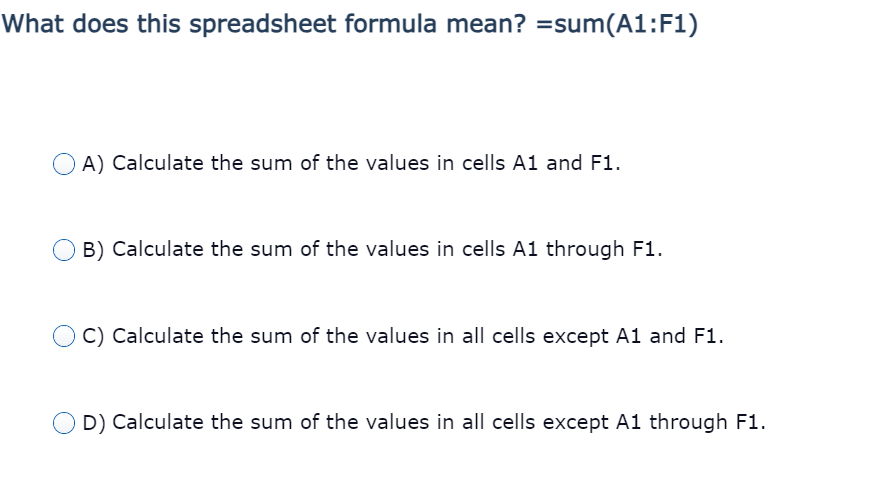 Solved What does this spreadsheet formula mean? =sum | Chegg.com