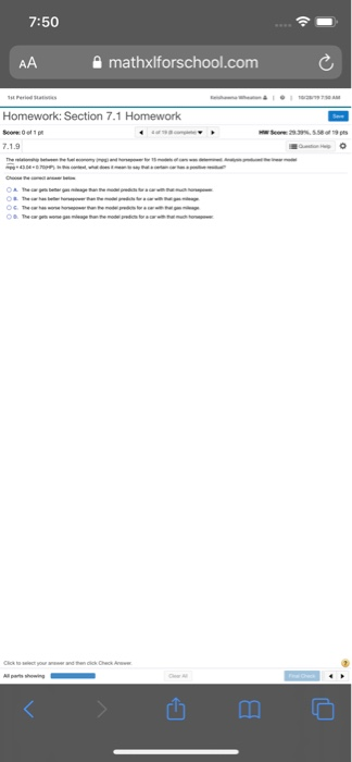 Solved 7:50 AA mathxlforschool.com Homework: Section 7.1 | Chegg.com