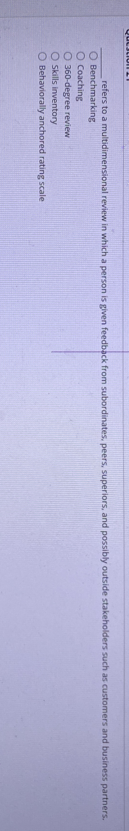 Solved q, ﻿refers to a multidimensional review in which a | Chegg.com