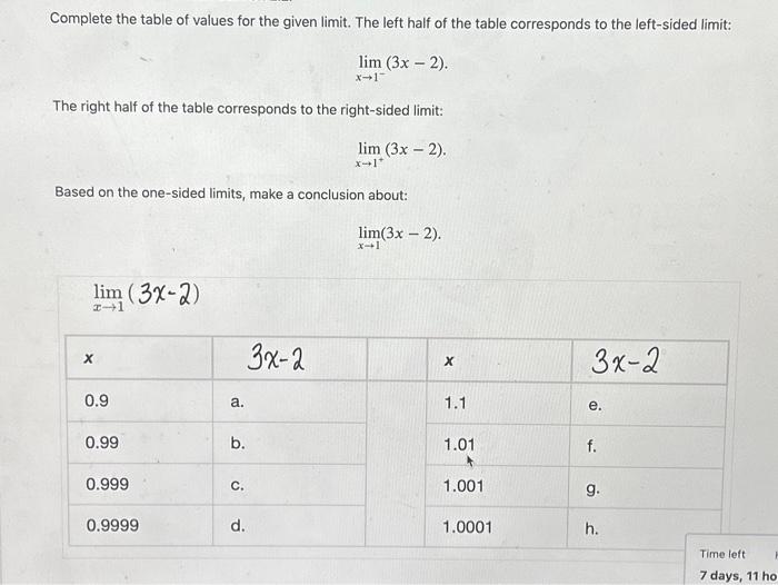 Solved Complete the table of values for the given limit. The | Chegg.com