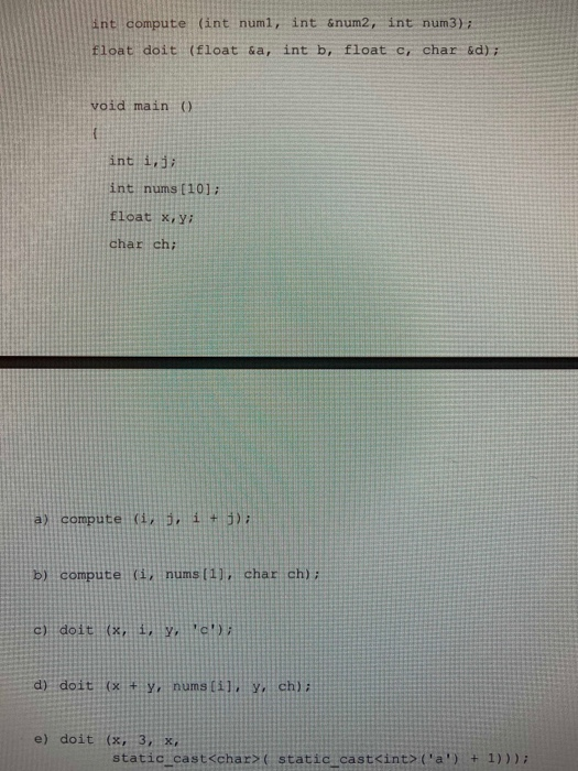 Solved Find the illegal function calls in the following list | Chegg.com