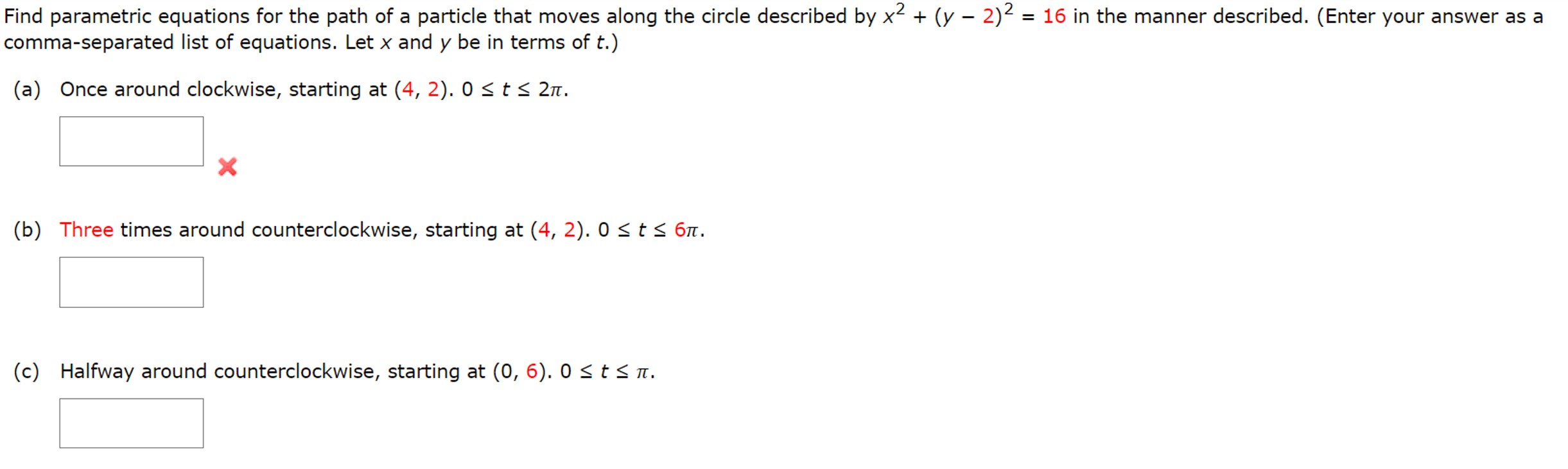 Solved Find parametric equations for the path of a particle | Chegg.com