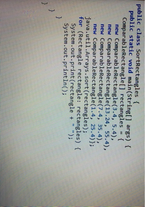 Solved (Enable Rectangle comparable) Rewrite the Rectangle | Chegg.com
