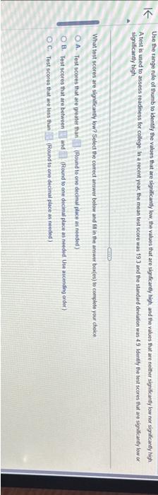 Solved Use the range rule of thumb to identify the values | Chegg.com