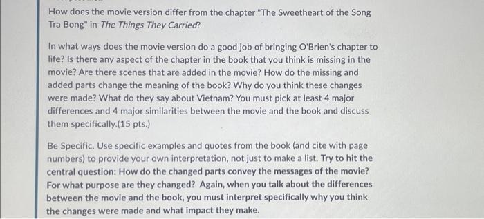 How does the movie version differ from the chapter | Chegg.com