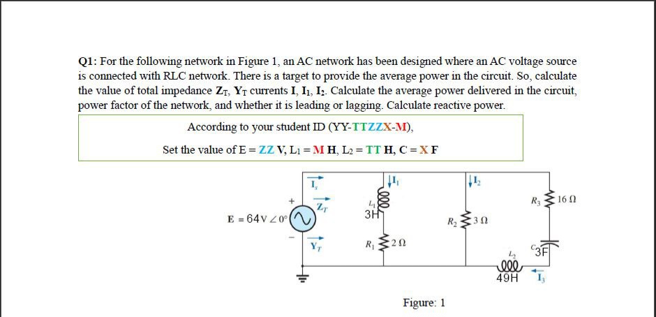Q1: For the following network in Figure 1, ﻿an AC | Chegg.com