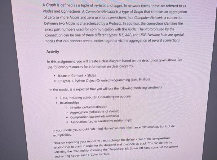 Solved make a class diagram based off the description in the | Chegg.com
