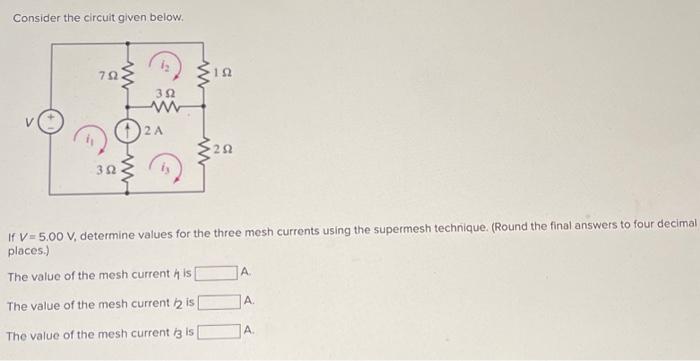 Solved Consider the circuit given below. If V=5.00 V, | Chegg.com