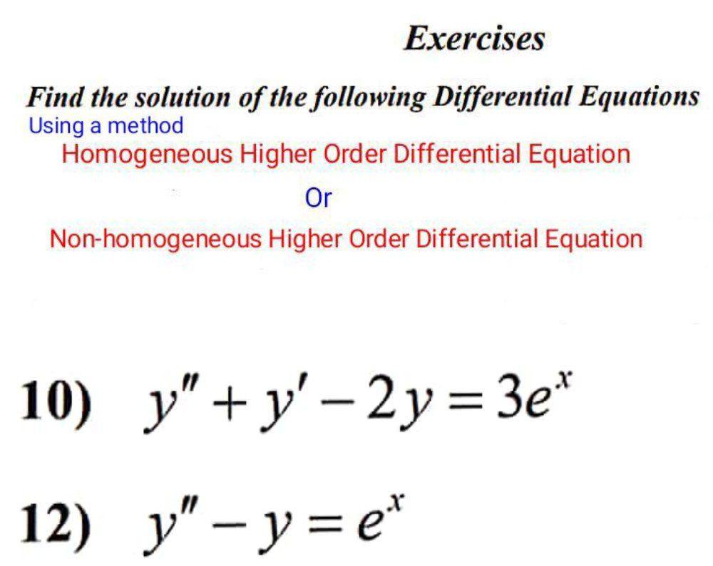 Solved Exercises Find the solution of the following | Chegg.com