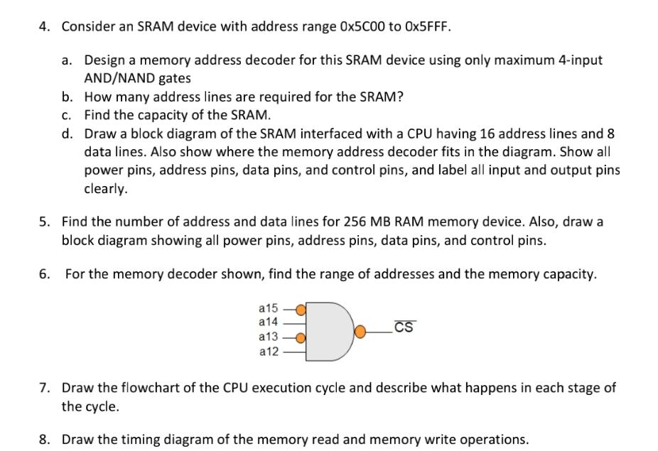 Solved Consider an SRAM device with address range 0×5COO | Chegg.com