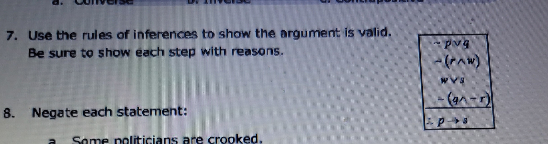 Solved Use the rules of inferences to show the argument is | Chegg.com