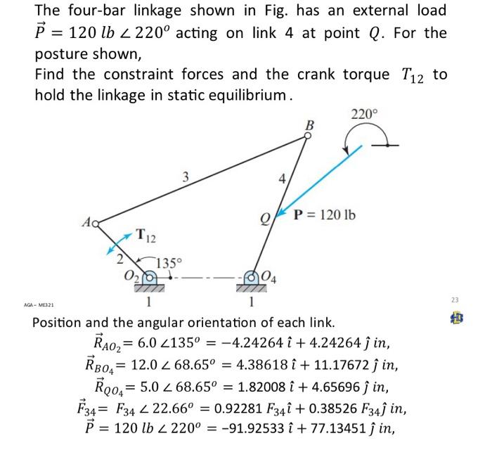Solved The four-bar linkage shown in Fig. has an external | Chegg.com