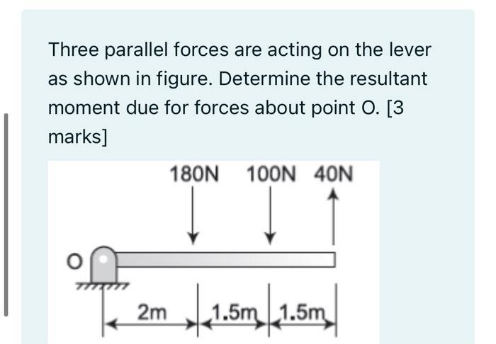 Solved Three parallel forces are acting on the lever as | Chegg.com