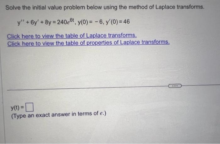 Solved Solve the initial value problem below using the | Chegg.com