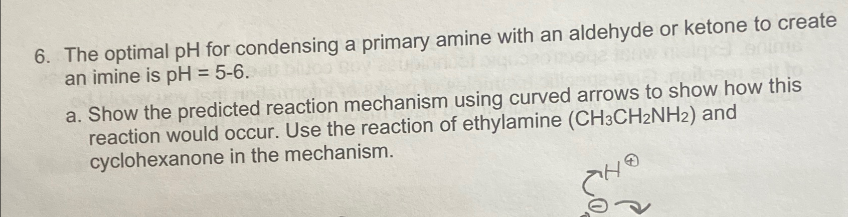 Solved The optimal pH ﻿for condensing a primary amine with | Chegg.com