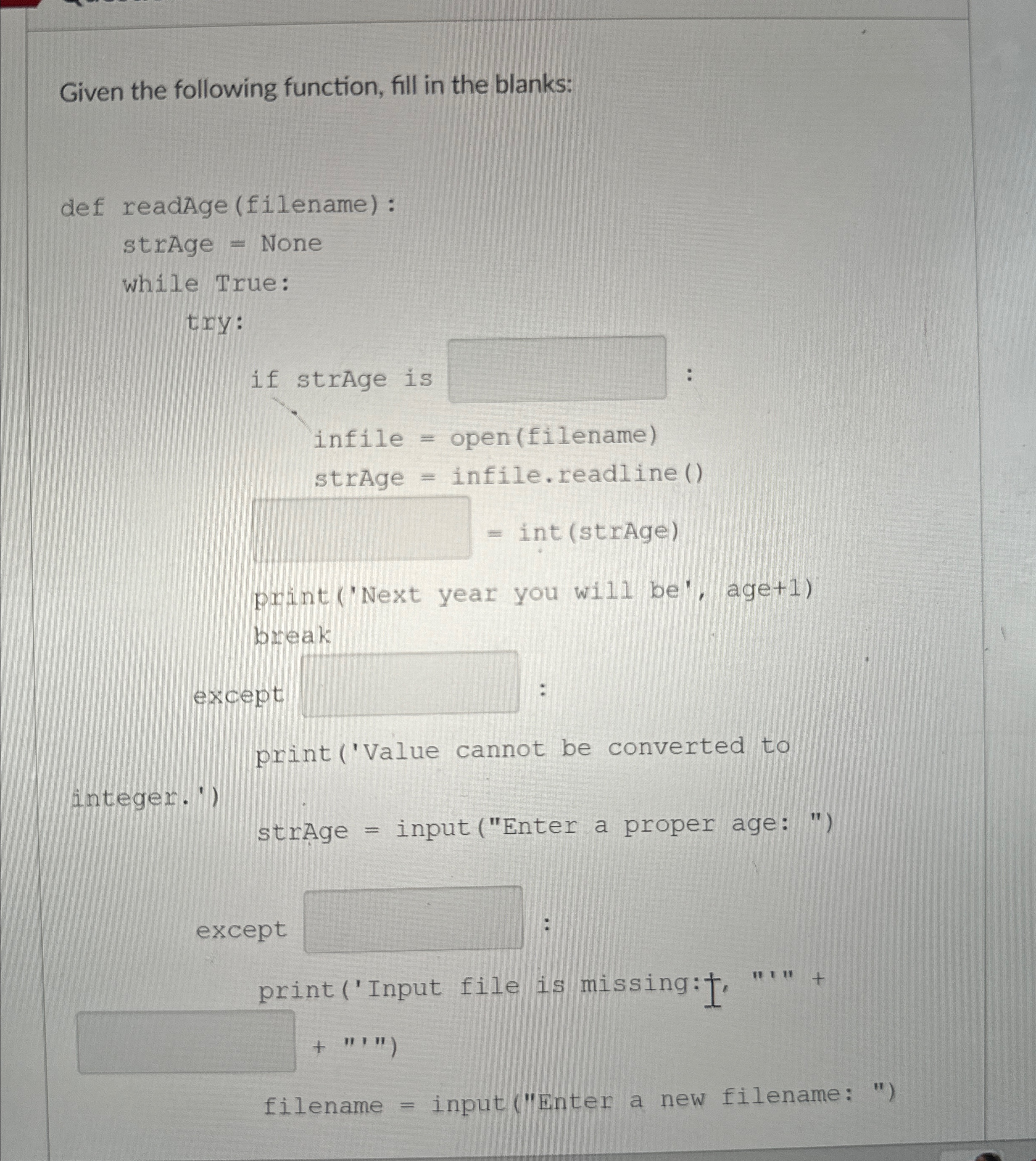 Solved Given the following function, fill in the | Chegg.com