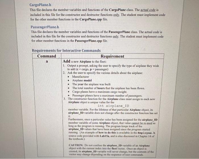 Solved Airplane Fleet Application Program This project | Chegg.com