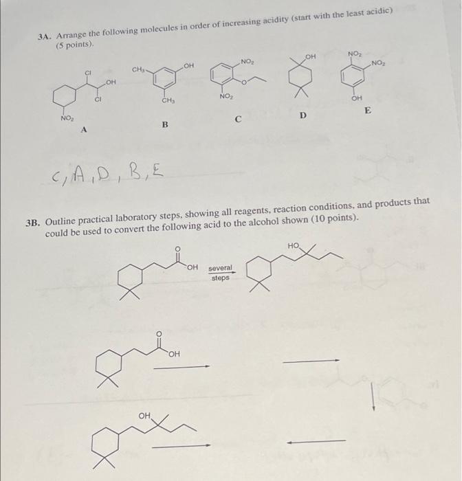 Solved 3A. Arrange the following molecules in order of | Chegg.com