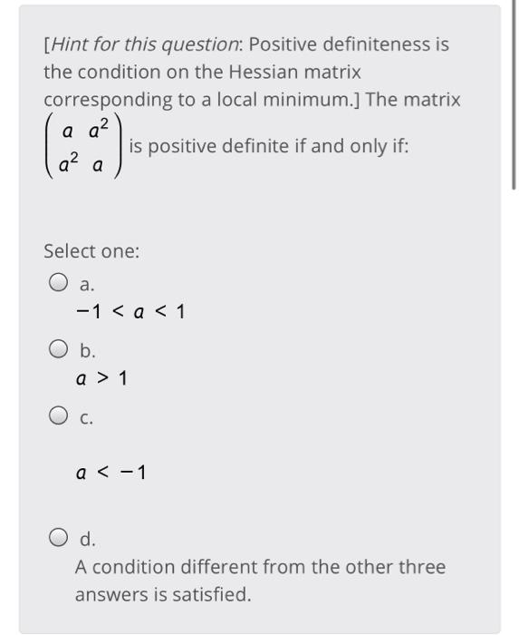Solved Hint For This Question Positive Definiteness Is The 1928