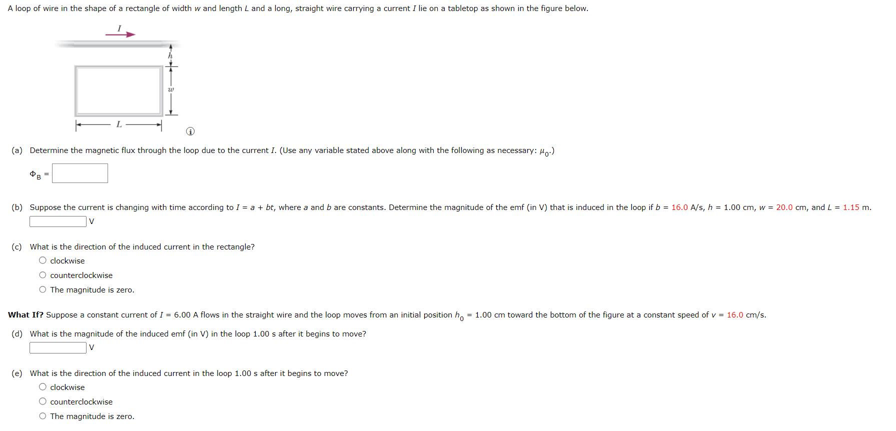 Solved A loop of wire in the shape of a rectangle of width w | Chegg.com