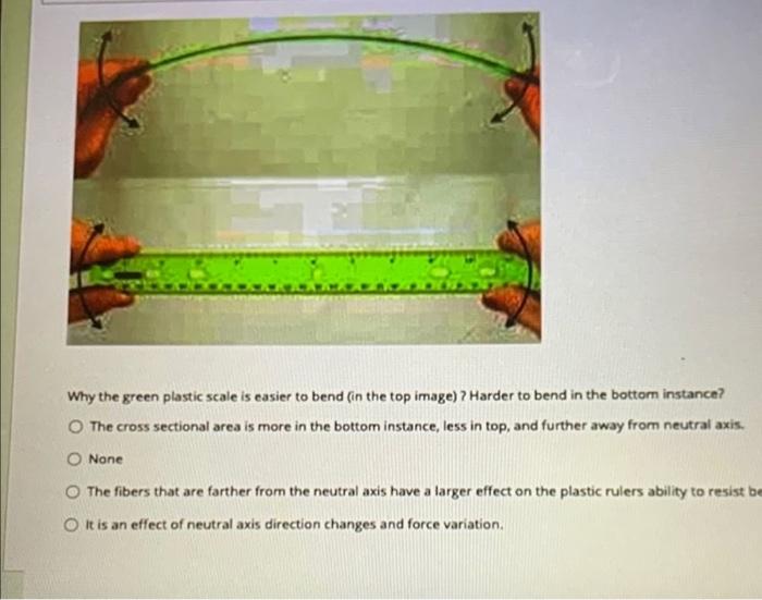 Solved Why the green plastic scale is easier to bend (in the | Chegg.com